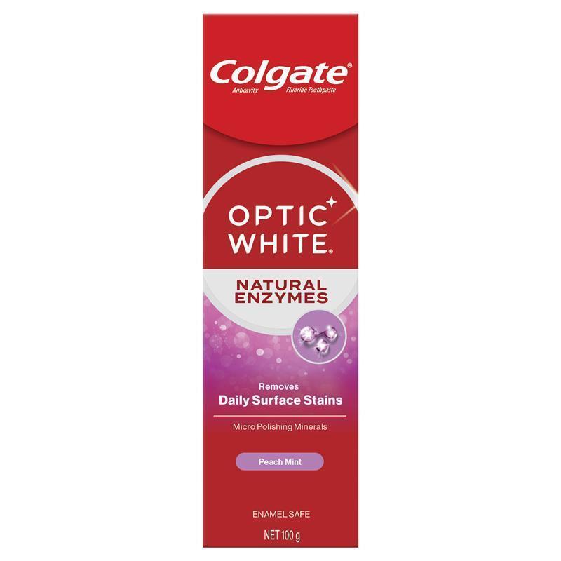 Colgate Toothpaste Optic White Natural Enzymes Peach Mint 100g ...