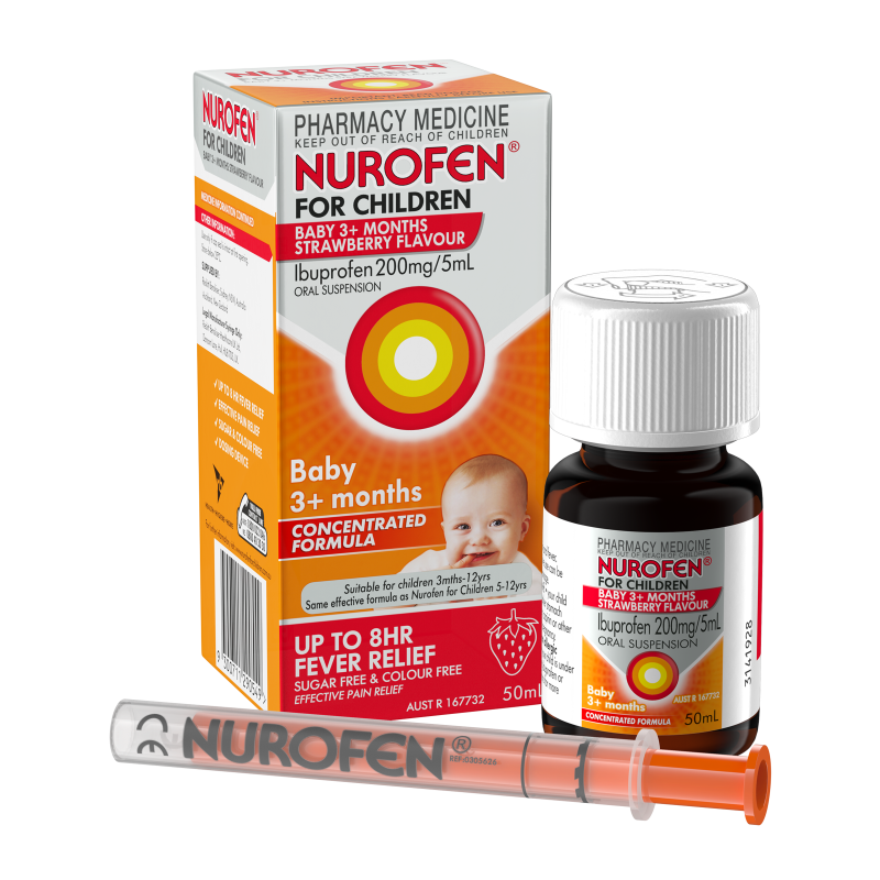 Nurofen Baby 3+ Months 200mg/5ml Strawberry 50ml – Michael's Chemist